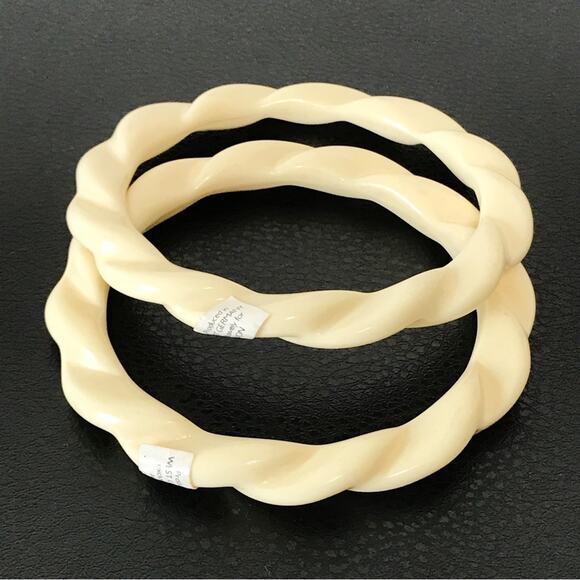 Avon | Jewelry | West German Set 2 Faux Ivory Bangles Made Exclusively For Avon Twist Style Wavy ...